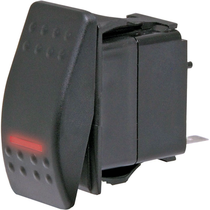 12V/24V DPST Red Illuminated IP66 Marine Style Flat Rocker Switch - PWRTECH